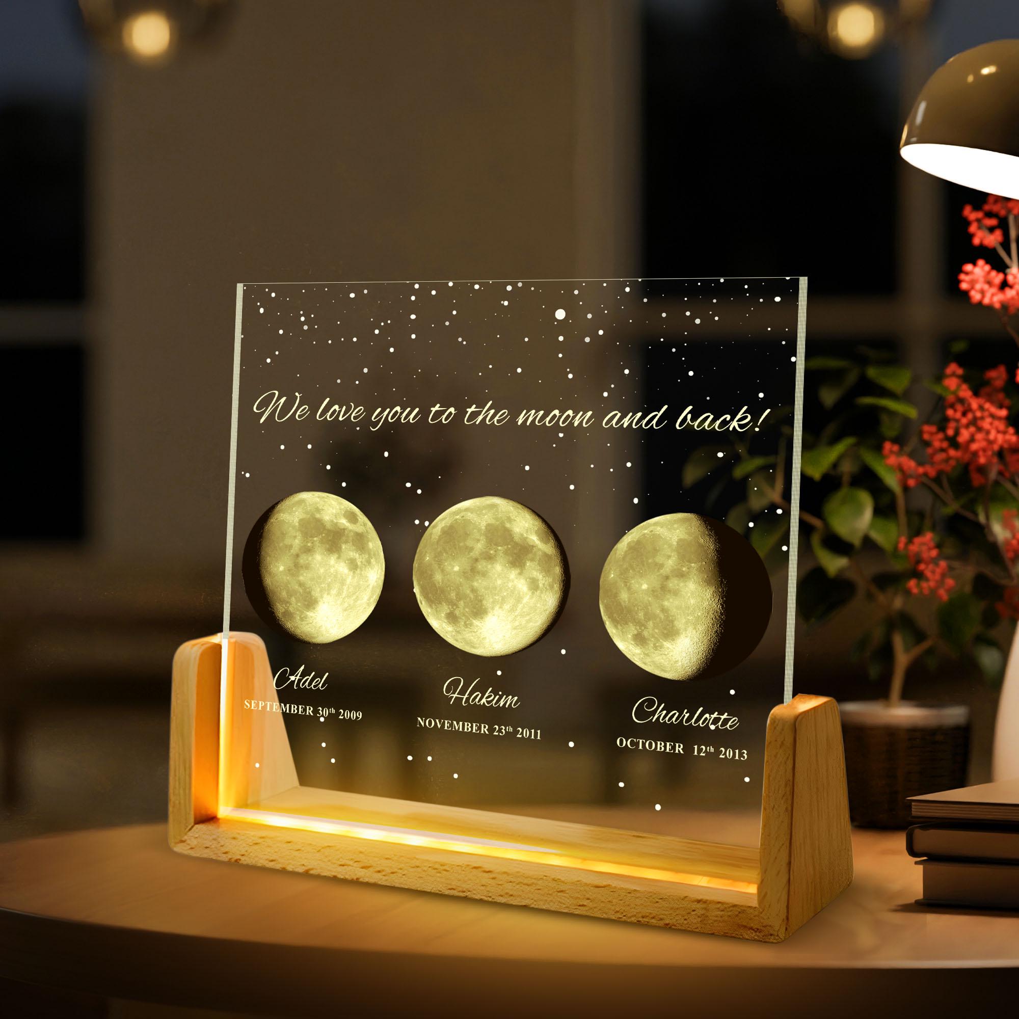 Personalized Moon Phase by Date Gift, Custom Moons Phase Night Light ...