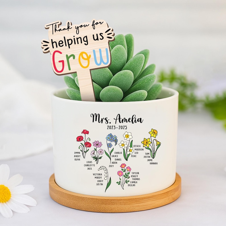 Teacher Appreciation Gifts, Personalized Teacher Plant Pot, Thank You ...