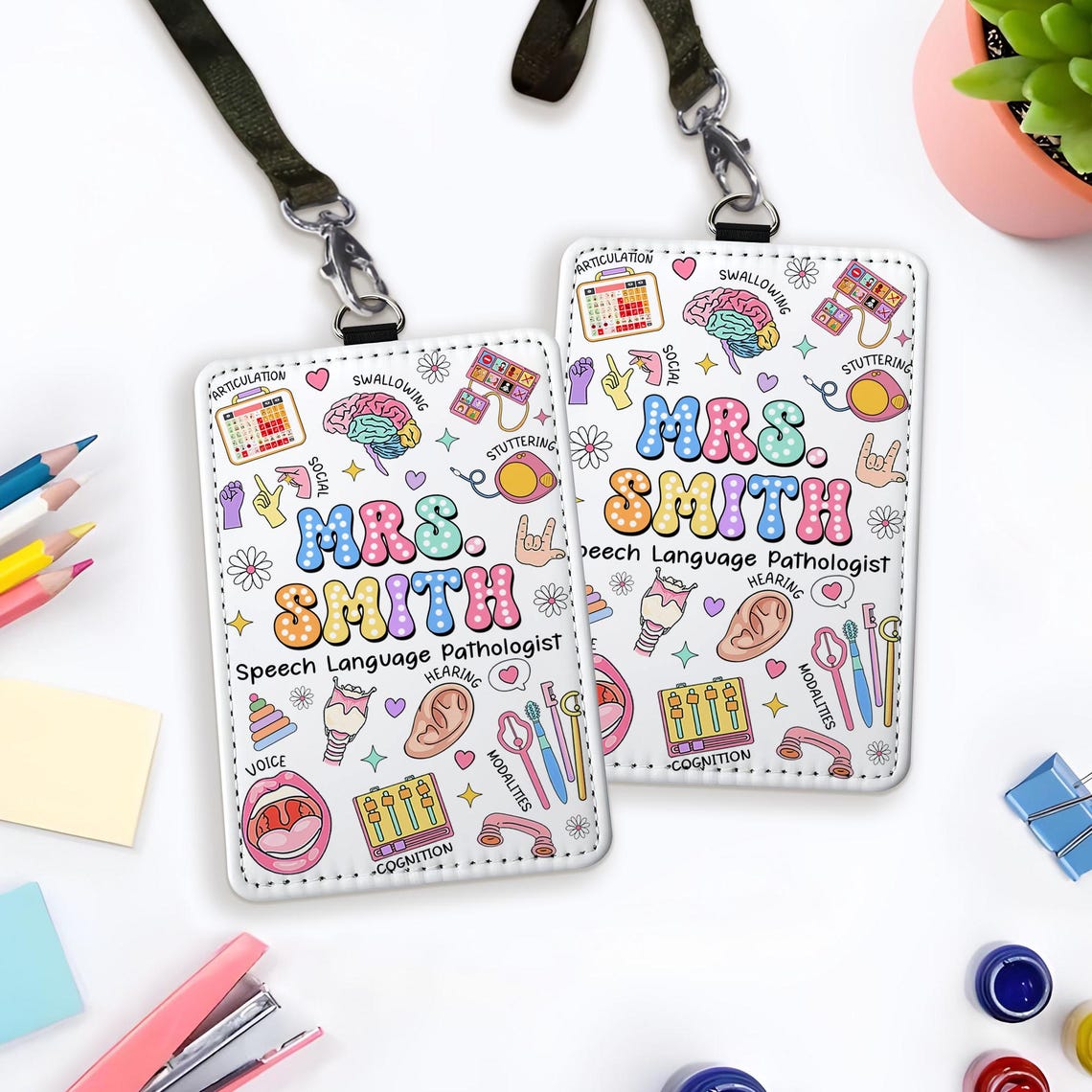 Custom SLP Badge ID Holdert, Speech Language Therapist Badge ID Holder ...