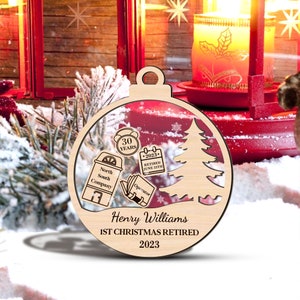 Personalized Retirement Ornament, 1st Christmas Retired 5 Layers ...