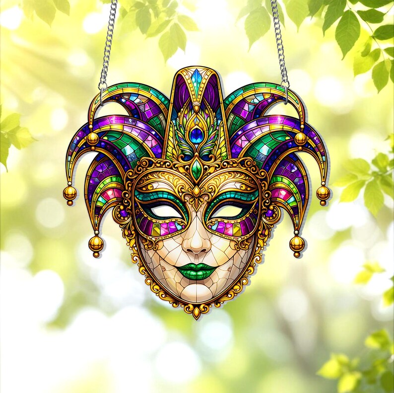 Mardi Gras Mask Acrylic Suncatcher, Mardi Gras Carnival Window Decor ...