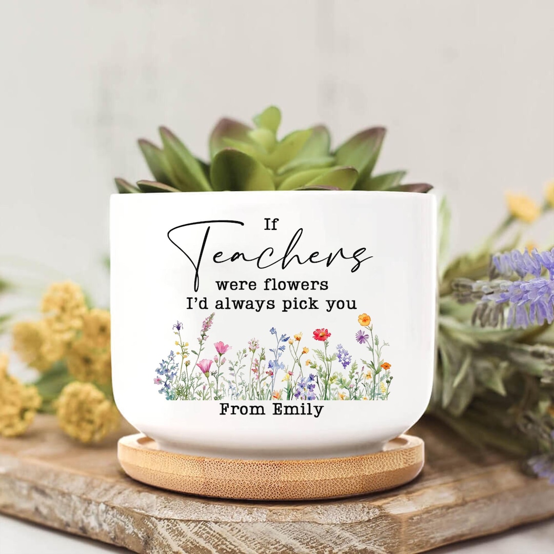Custom Teacher Plant Pot, Teacher Appreciation Gift, Thank You Teacher ...