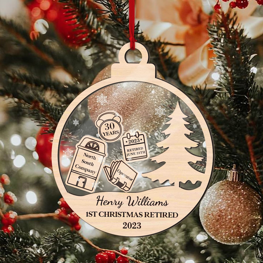 Personalized Retirement Ornament, 1st Christmas Retired 5 Layers ...