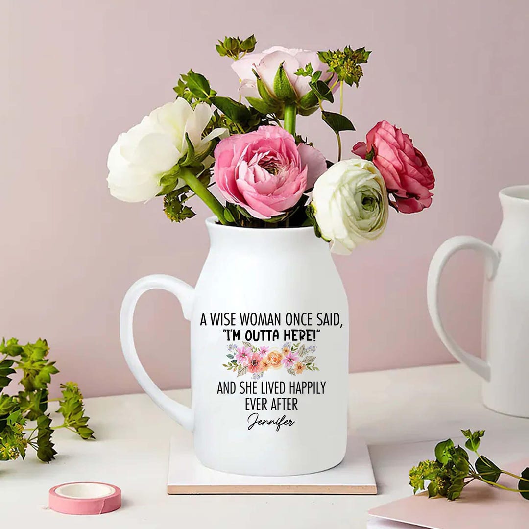 Personalized Retirement Ceramic Flower Vase, Custom Retirement Gift for ...