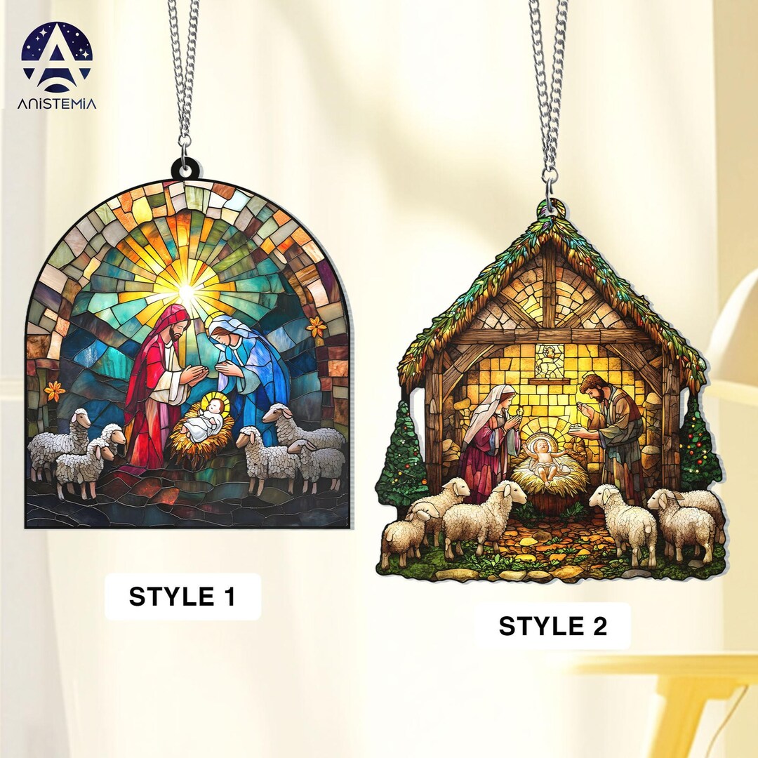Nativity Scene Suncatcher Ornament, Nativity Jesus Christian Acrylic ...