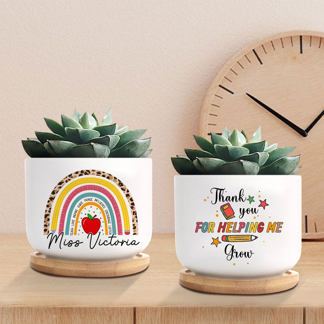Thank You for Helping Me Grow Gift, Personalized Teacher Gift Planter ...