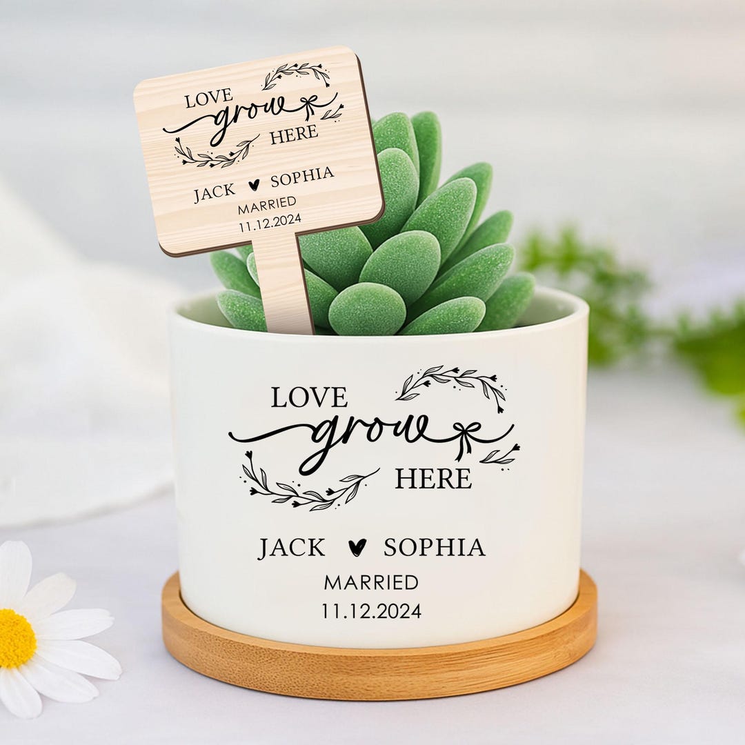 Personalized Wedding Plant Pot, Custom Engagement Gifts, Pot Wedding ...