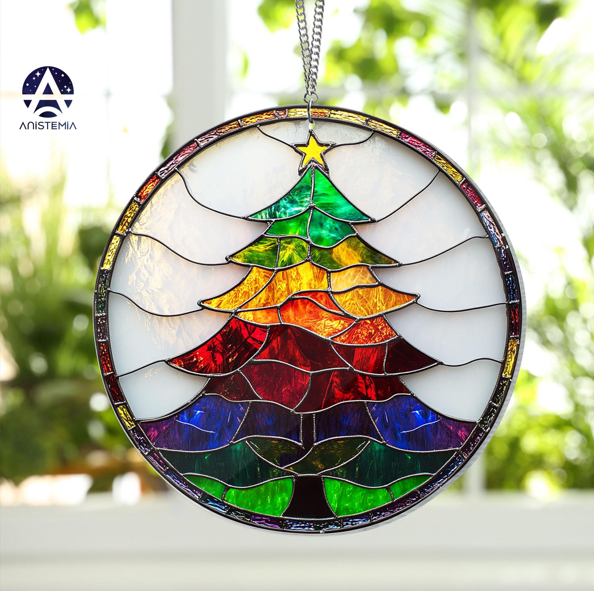 Christmas Tree Stained Glass Suncatcher, Christmas Tree Ornament ...