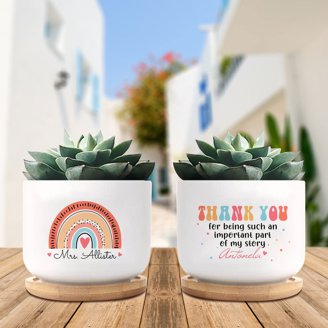 Teacher Appreciation Plant Pot, Custom Teacher Gift, Rainbow Teacher ...
