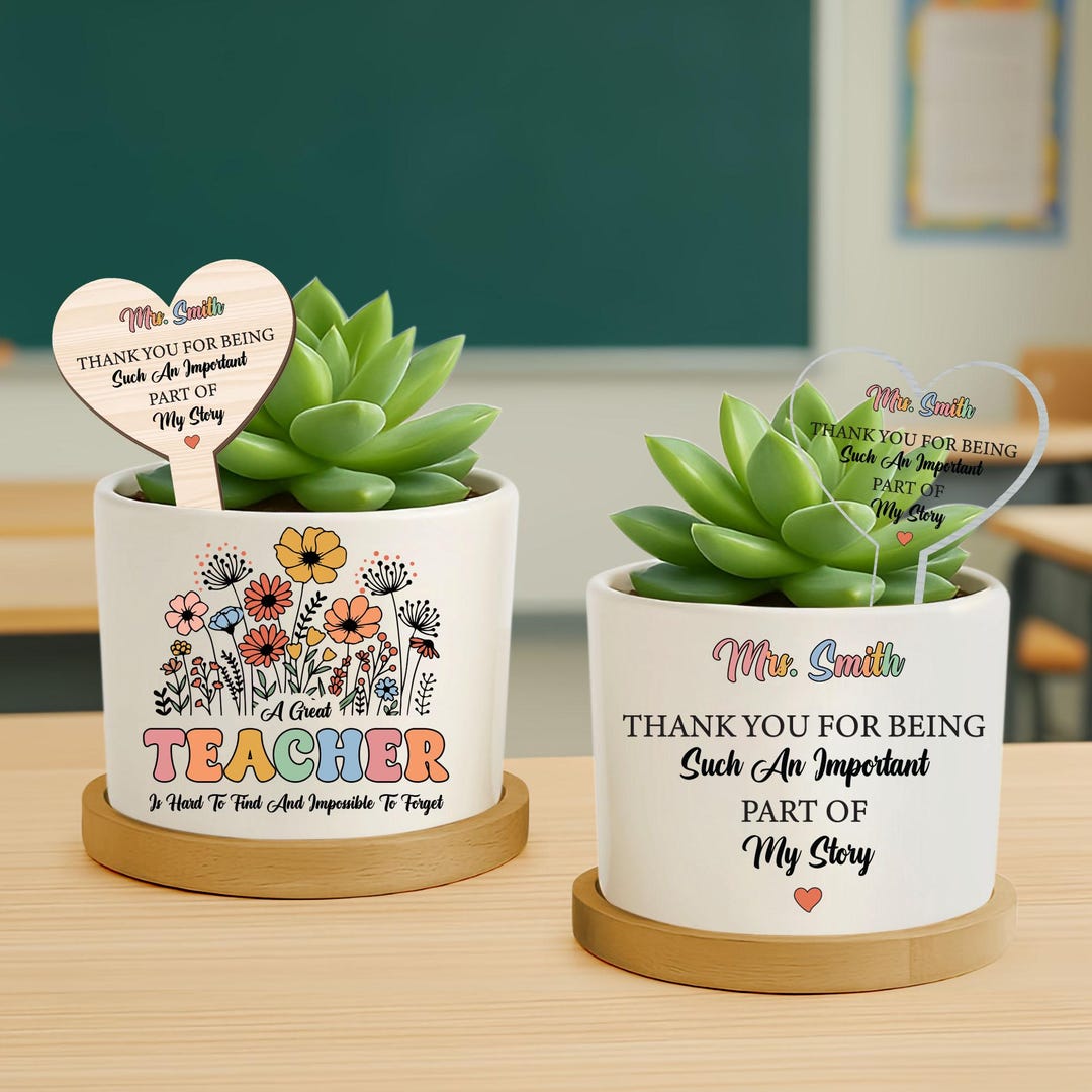 Custom Teacher Plant Pot, Teacher Appreciation Gift, Thank You Teacher ...