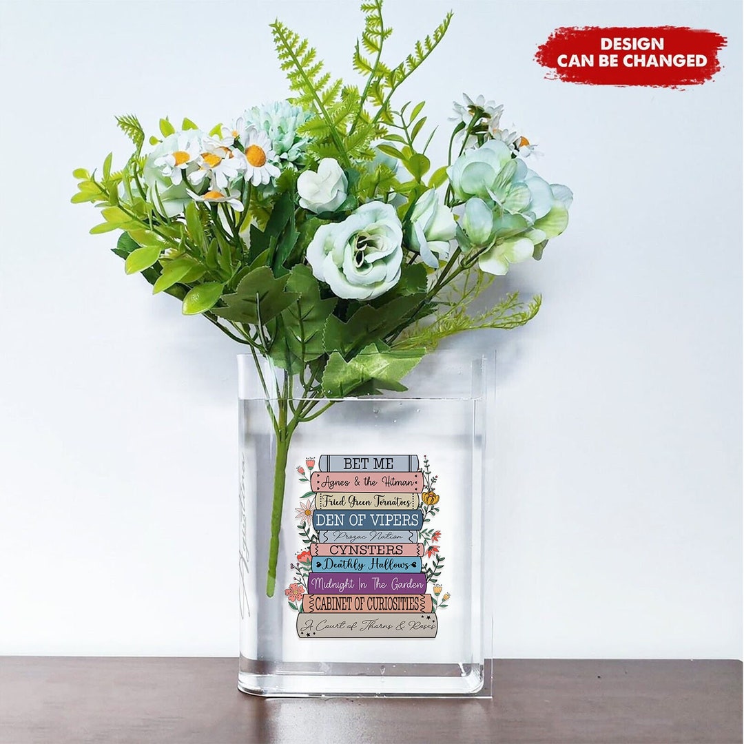 Personalized Favorite Books Acrylic Vase, Customizable With Your ...