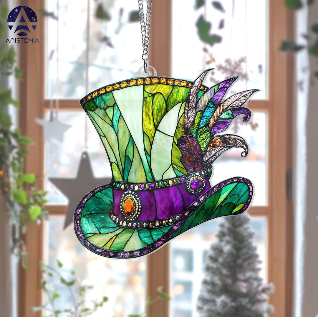 Shamrock Hat ACRYLIC 2D Suncatcher, St Patrick's Day Window Hanging ...