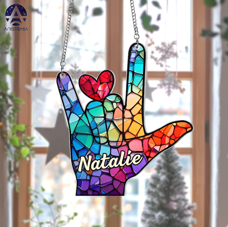 Personalized Sign Language ASL I Love You Acrylic Suncatcher, Sign ...