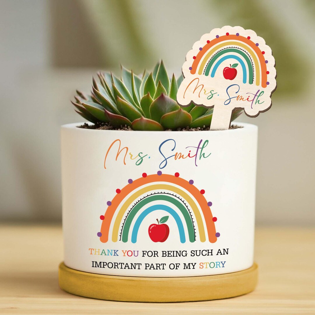 Thank You Gift for Teacher, Personalized Teacher Plant Pot, Teacher ...