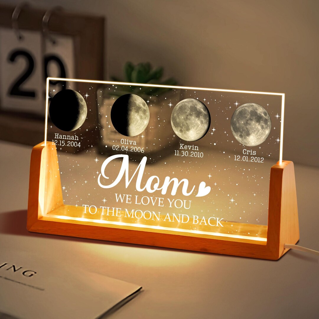 Personalized Moons Phase With Kids Names, Custom Moons Phase Night ...