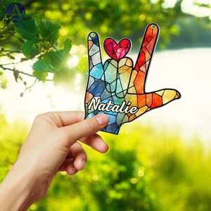 Personalized Sign Language ASL I Love You Acrylic Suncatcher, Sign ...