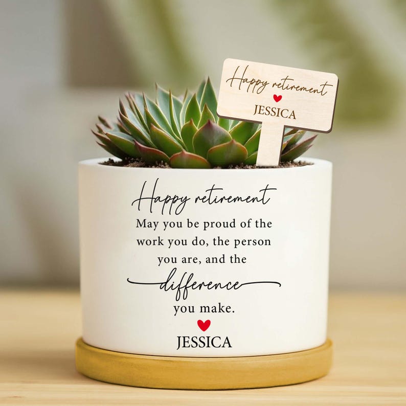 Personalized Plant Pot Retirement Gifts, Happy Retirement Gift ...