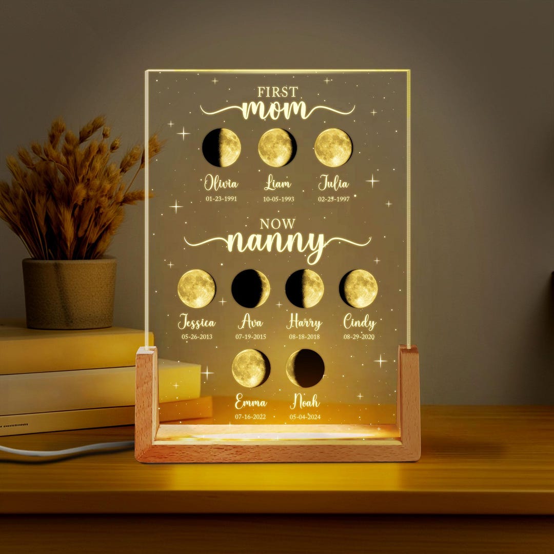 Personalized Moon Phase by Date Gift, Personalised Mom Grandma Moon ...