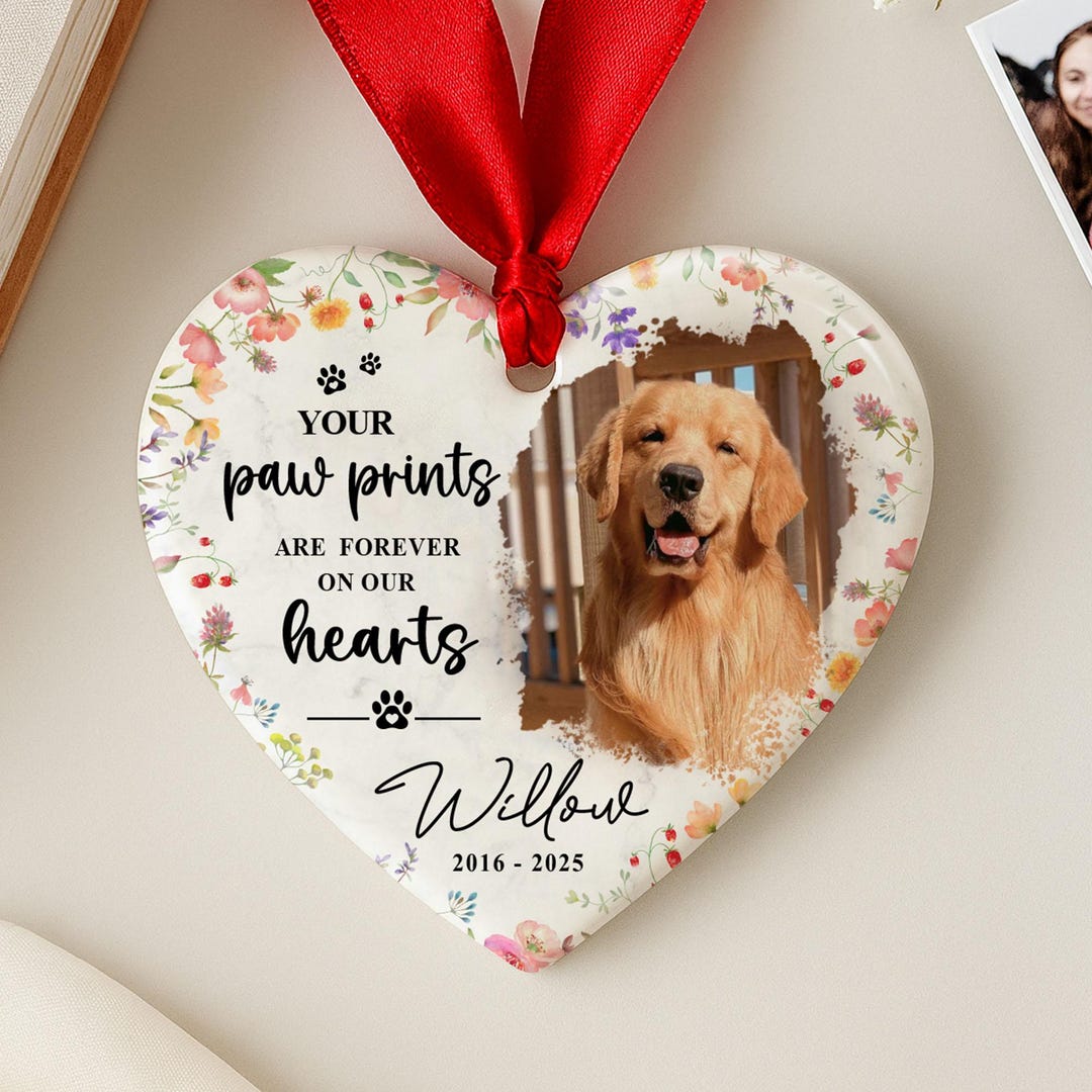 Personalized Dog Memorial Ornament, Custom Dog Photo Ornament, Pet ...