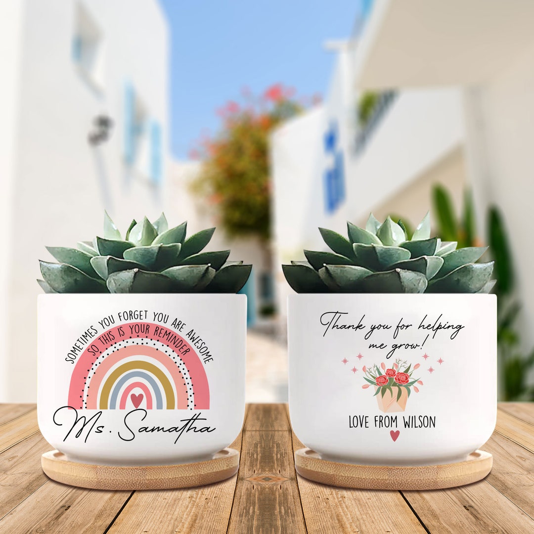 Teacher Appreciation Plant Pot, Custom Teacher Gift, Rainbow Teacher ...