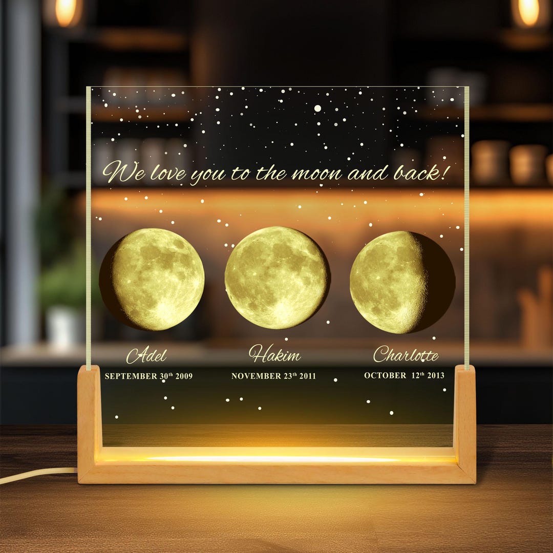 Personalized Moon Phase by Date Gift, Custom Moons Phase Night Light ...