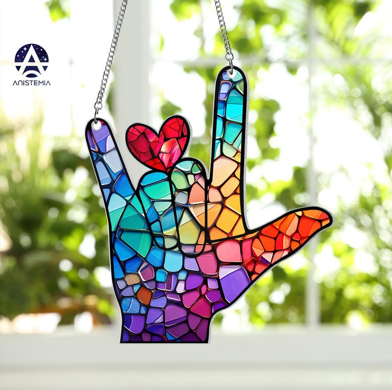 Personalized Sign Language ASL I Love You Acrylic Suncatcher, Sign ...