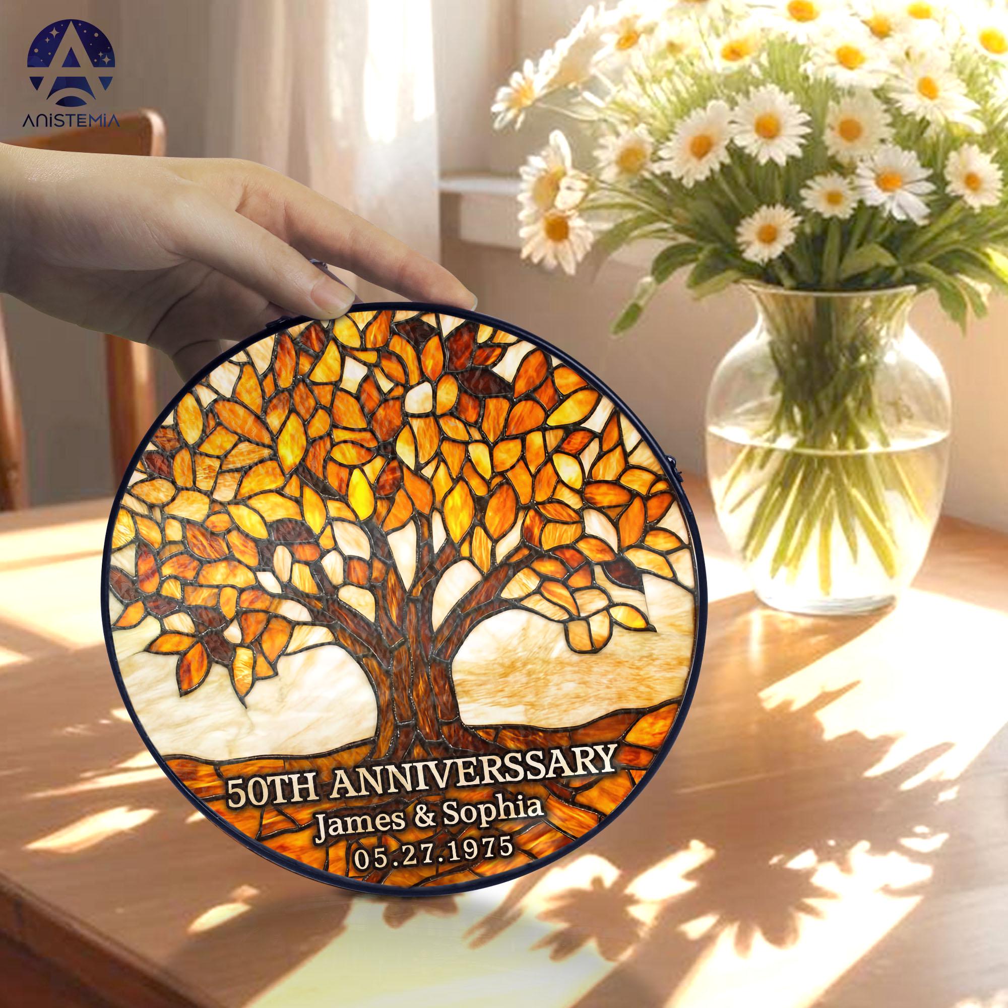Personalized 50th Wedding Anniversary Window Faux Stained Glass ...