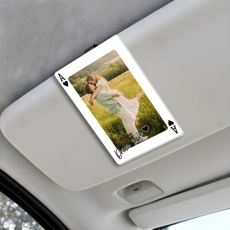 Custom Photo Playing Card Sun Visor Clip,custom Couple Photo Car Visor ...