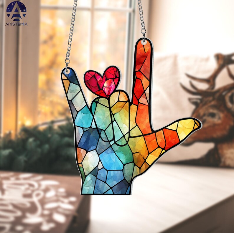 Personalized Sign Language ASL I Love You Acrylic Suncatcher, Sign ...
