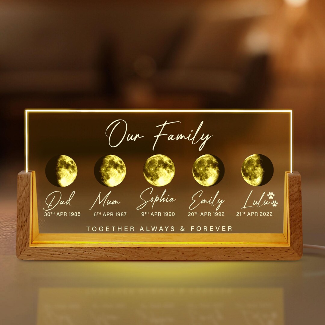 Custom Moon Phase by Date Gift, Custom Family Moon Phase Gift, Mothers ...