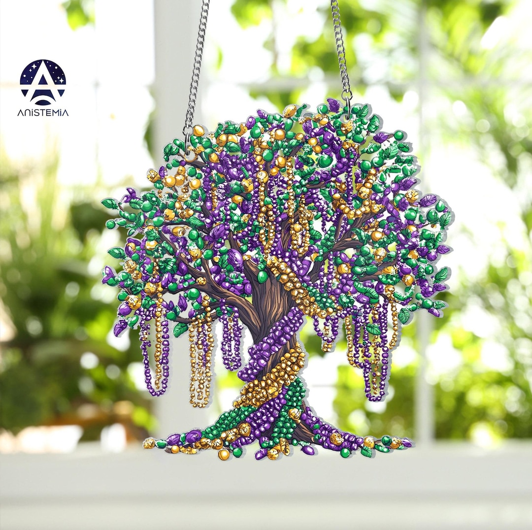 Mardi Gras Tree Window Hanging Ornament, Mardi Gras Beads Tree ACRYLIC ...