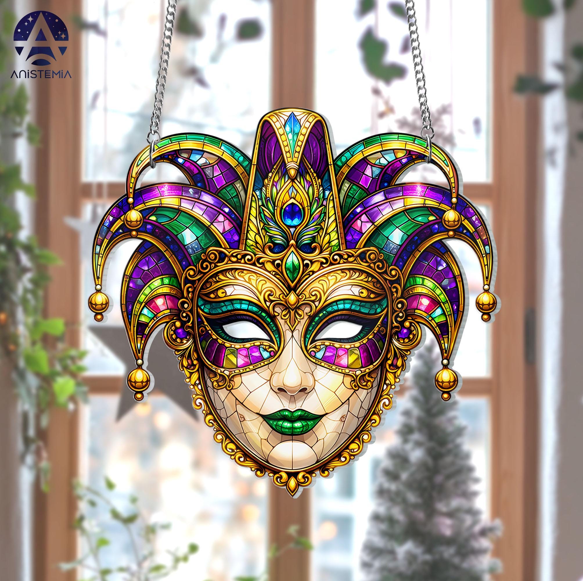 Mardi Gras Mask Acrylic Suncatcher, Mardi Gras Carnival Window Decor ...
