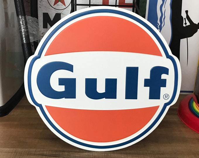 Gulf Oil Sign Gulf Gas Station Garage Decor Men Gas and Oil Advertising ...