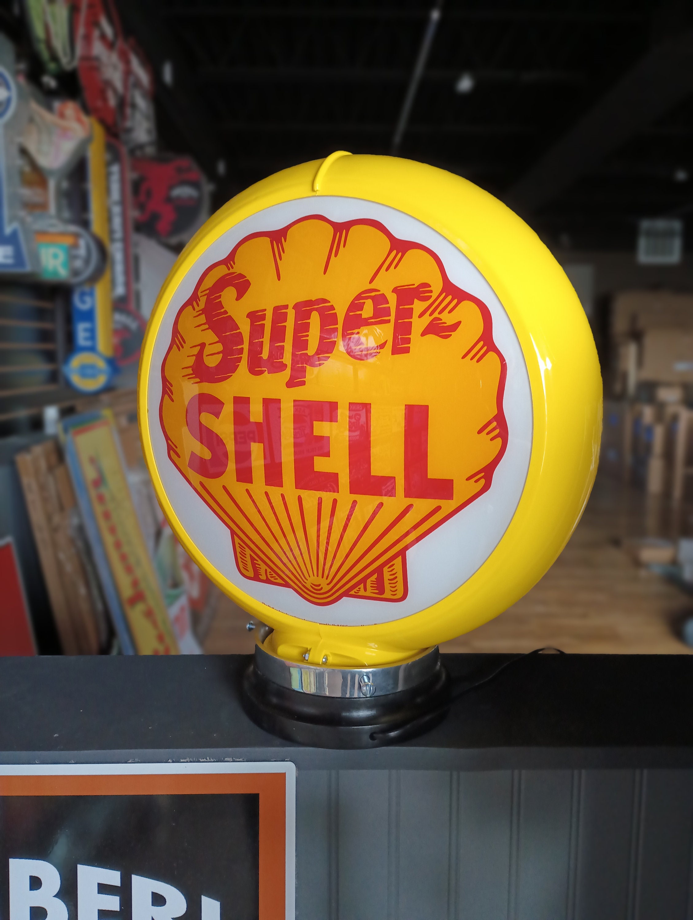 13.5" Super Shell Gas Pump Globe WITH or WITHOUT Heavy Duty Light Base ...