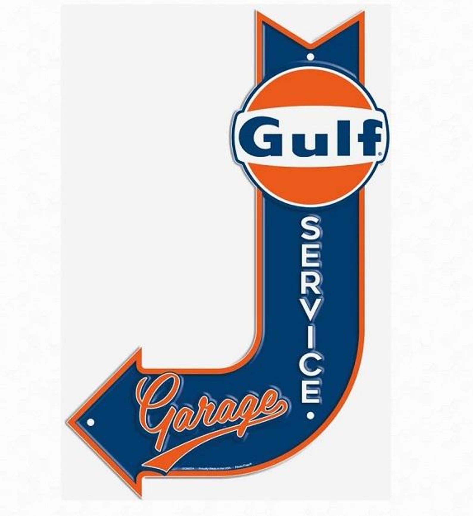 Gulf Gas Bent Arrow Tin Sign Garage Decor Men Gas Station Theme Airbnb ...