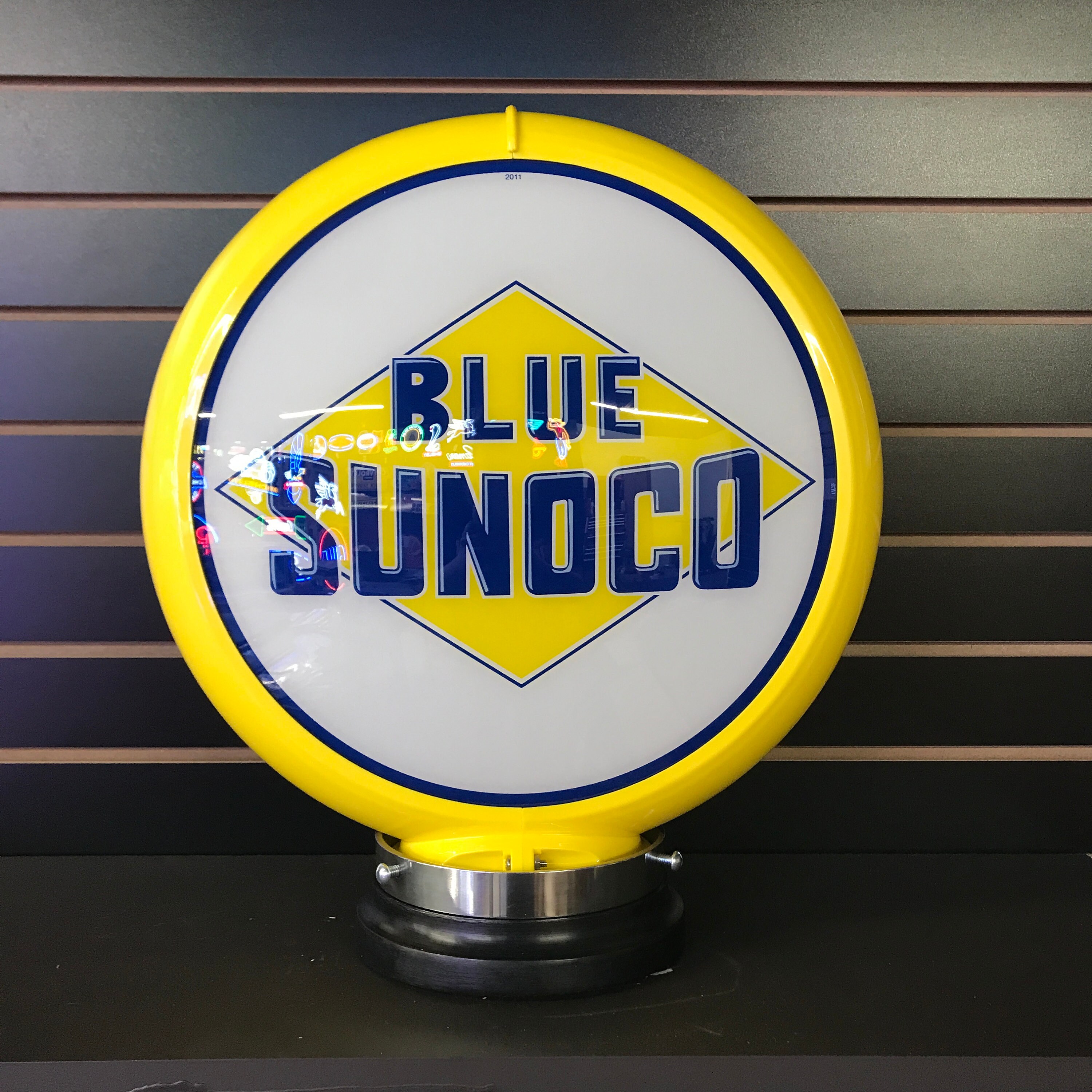 13.5" Blue Sunoco Gas Pump Globe WITH or WITHOUT Heavy Duty Light Base ...