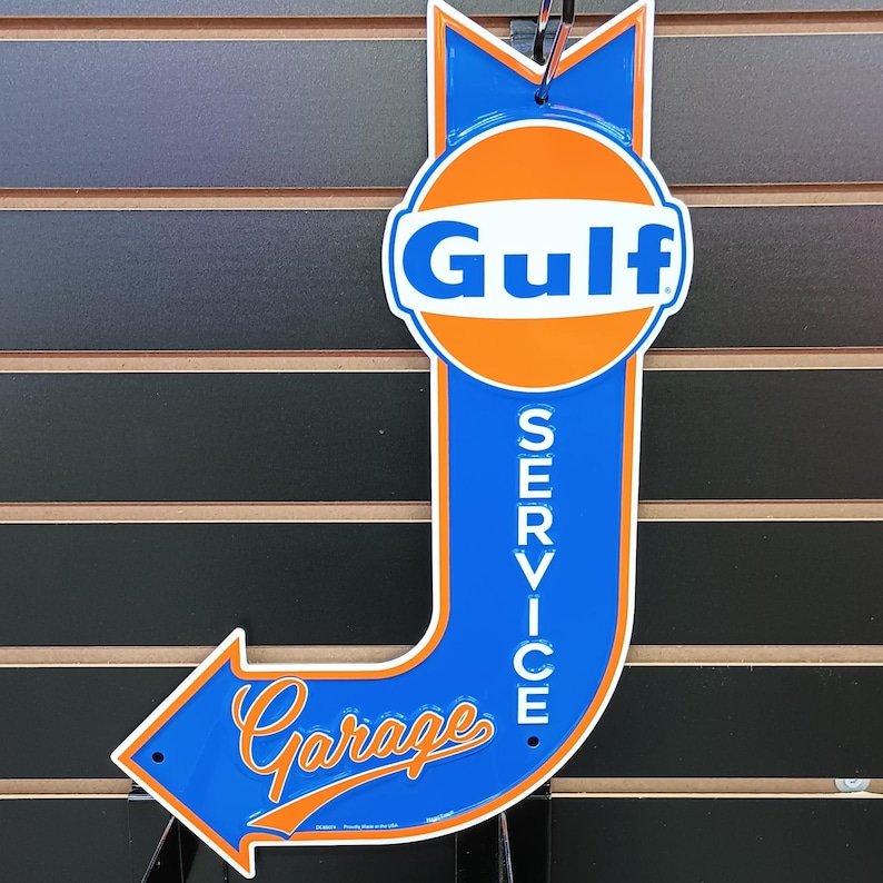 24" New Gulf Gas Tin Sign Gas and Oil Mancave Automotive Wall Decor ...
