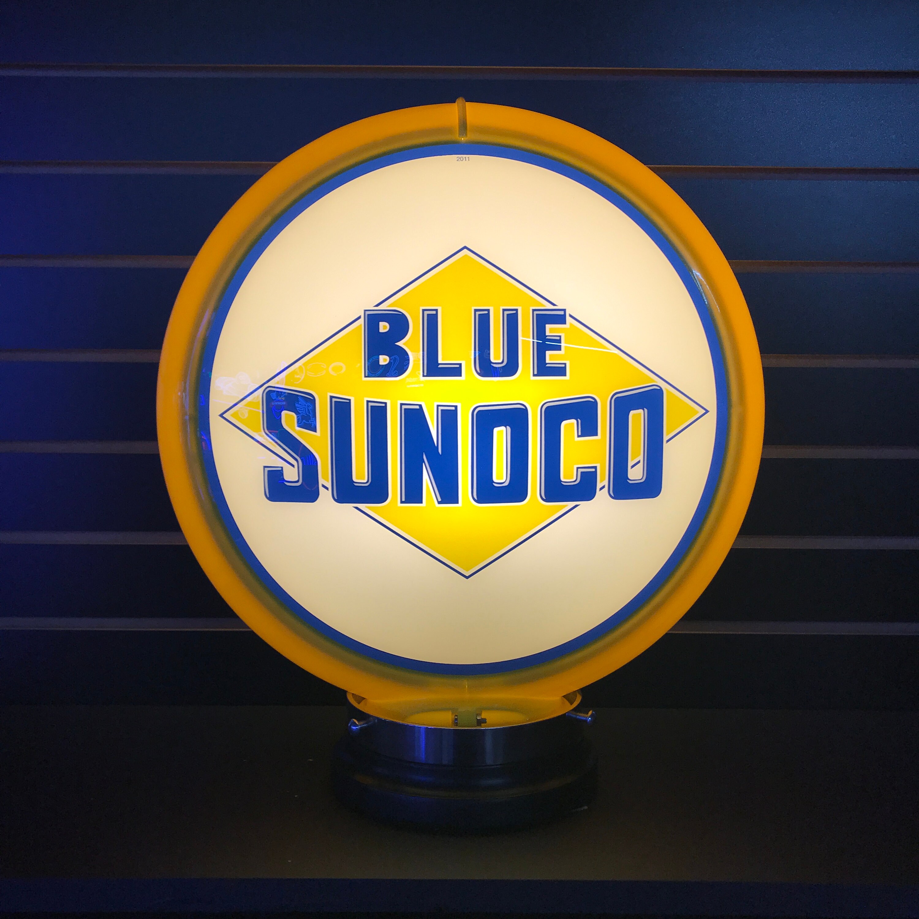 13.5" Blue Sunoco Gas Pump Globe WITH or WITHOUT Heavy Duty Light Base ...