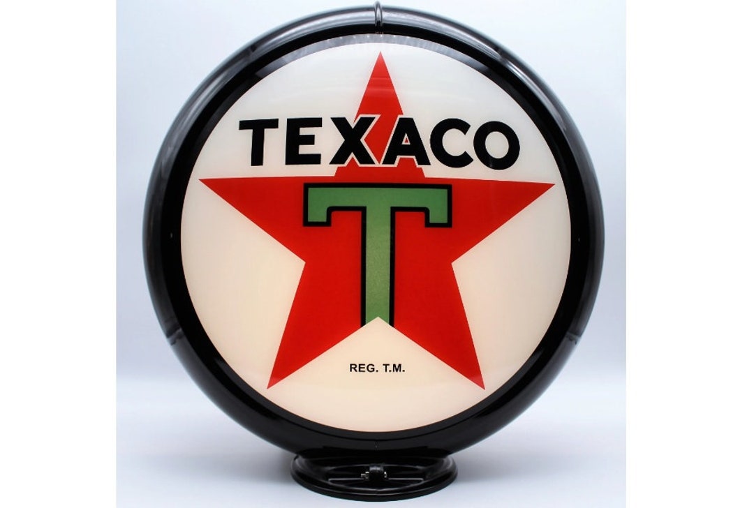 13.5" Texaco Star Gas Pump Globe WITH or WITHOUT Heavy Duty Light Base ...