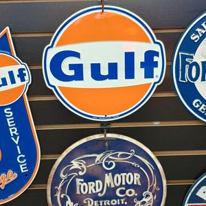Gulf Gas Tin Sign 12" Old Gulf Gas Signs Garage Decor for Men ...