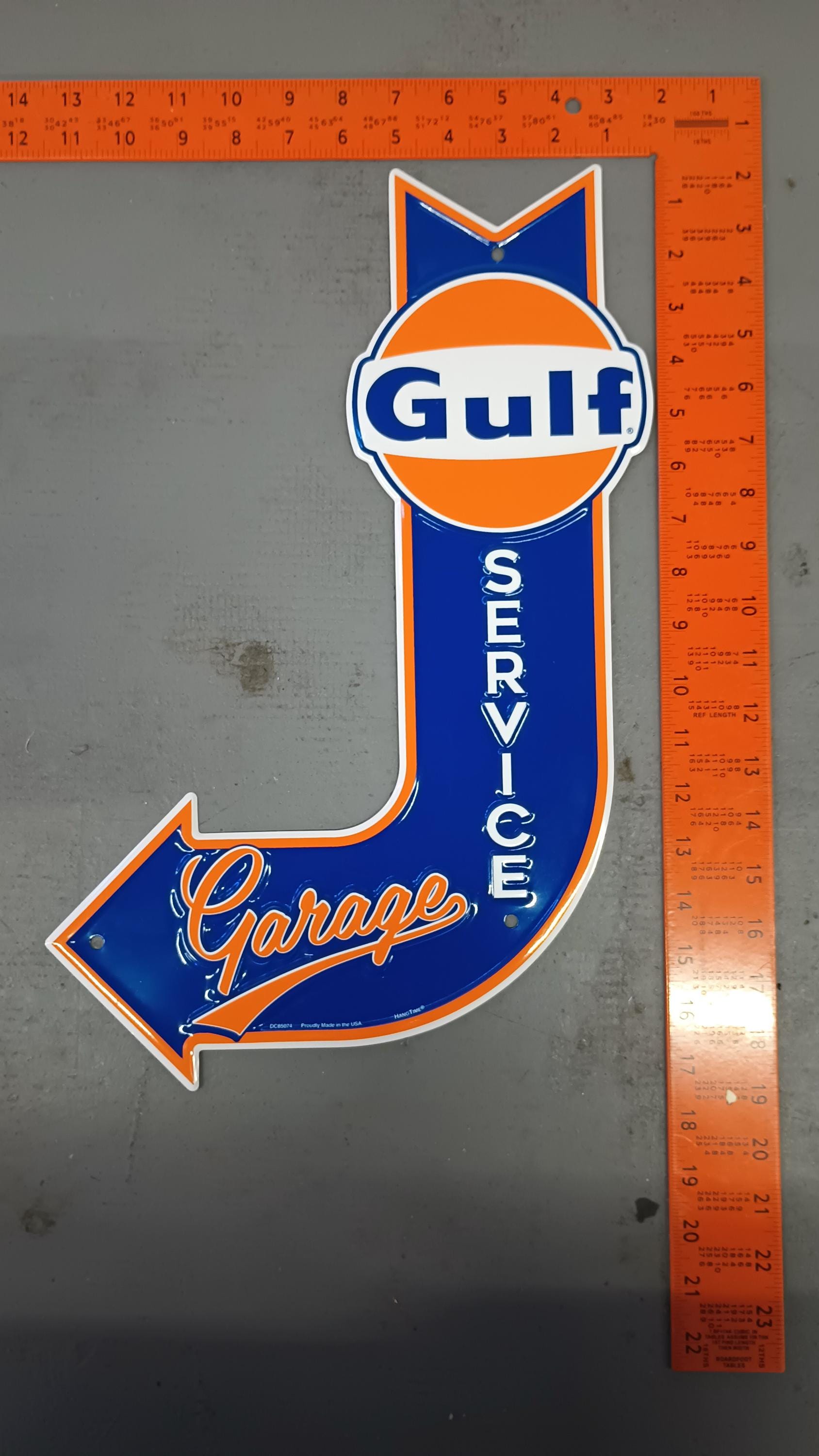 Gulf Gas Bent Arrow Tin Sign Garage Decor Men Gas Station Theme Airbnb ...
