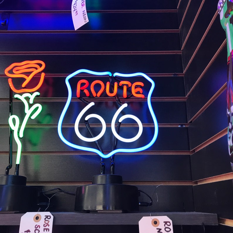 XL 35" Historic Route 66 Neon Sign Vintage Americana Bar Diner Wall ...