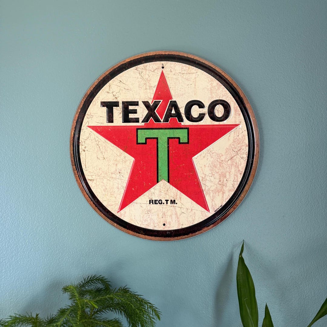 1936 Texaco Steel Sign 12" Texaco Gas Signs Gas Station Garage Decor ...