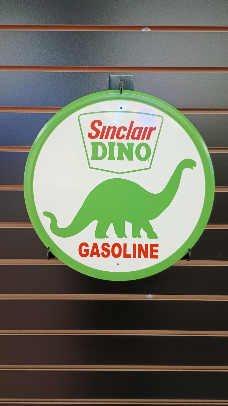 Sinclair Dino Tin Sign 12" Sinclair Gas Station Signs Dinosaur Wall ...