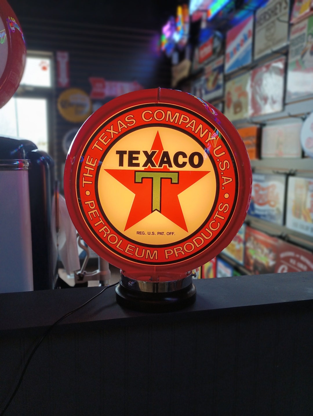13.5" Texaco Texas Company Gas Pump Globe WITH or WITHOUT Heavy Duty ...
