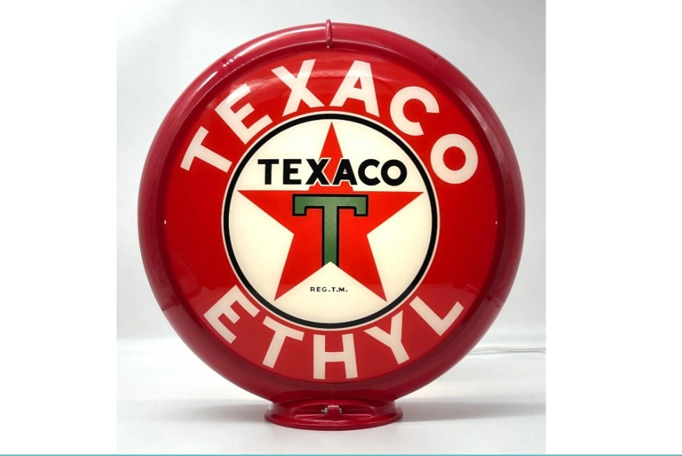 13.5" Texaco Ethyl Gas Pump Globe WITH or WITHOUT Heavy Duty Light Base ...