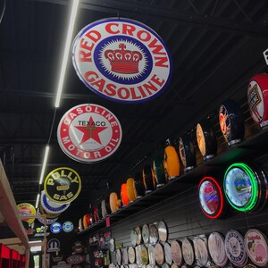 24" Red Crown Gasoline Sign Oil and Gas Station Decor Garage Decor for ...