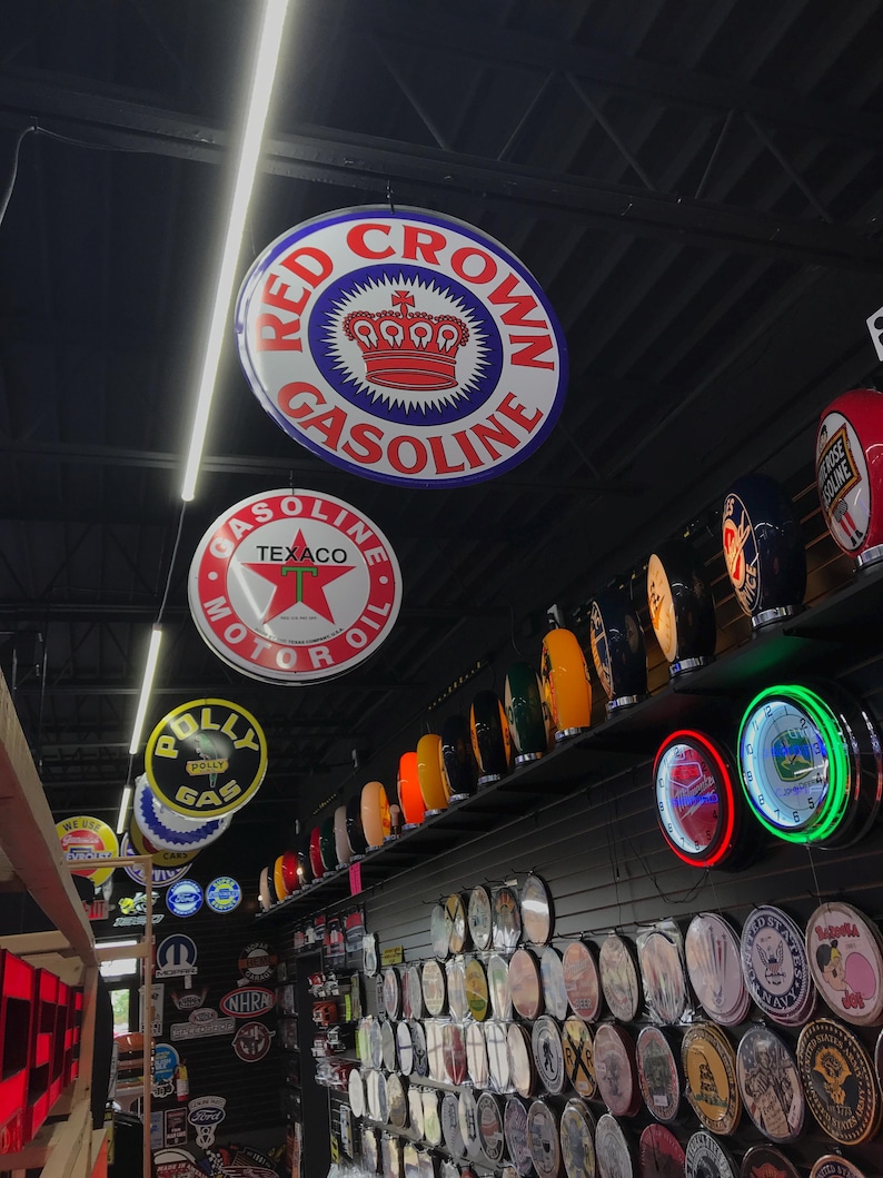 24" Red Crown Gasoline Sign Oil and Gas Station Decor Garage Decor for ...