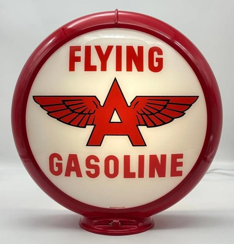 13.5" Flying A Red Gas Pump Globe WITH or WITHOUT Heavy Duty Light Base ...