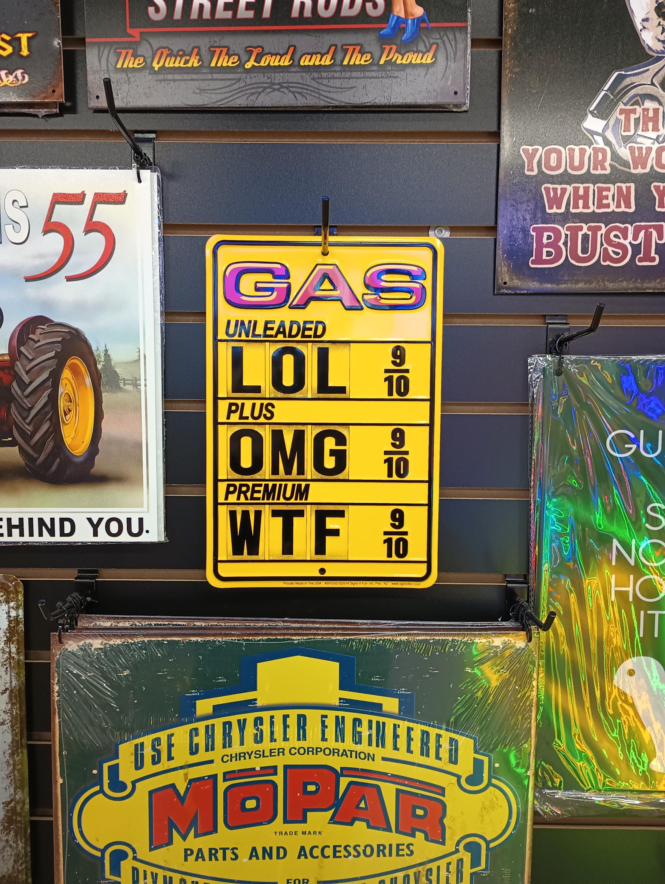 Funny Garage Signs LOL OMG WTF Gas Prices Funny Conservative Gifts for ...